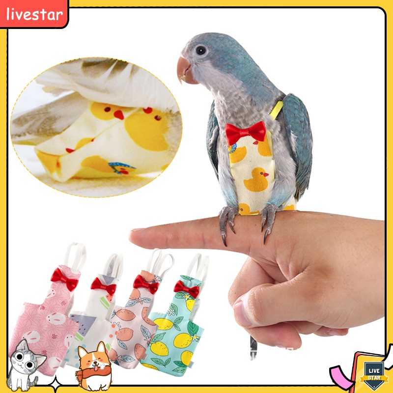 LS Cute Birds Flight Suit with Bow Tie Cute Pet Parrot Diapers Clothes ...