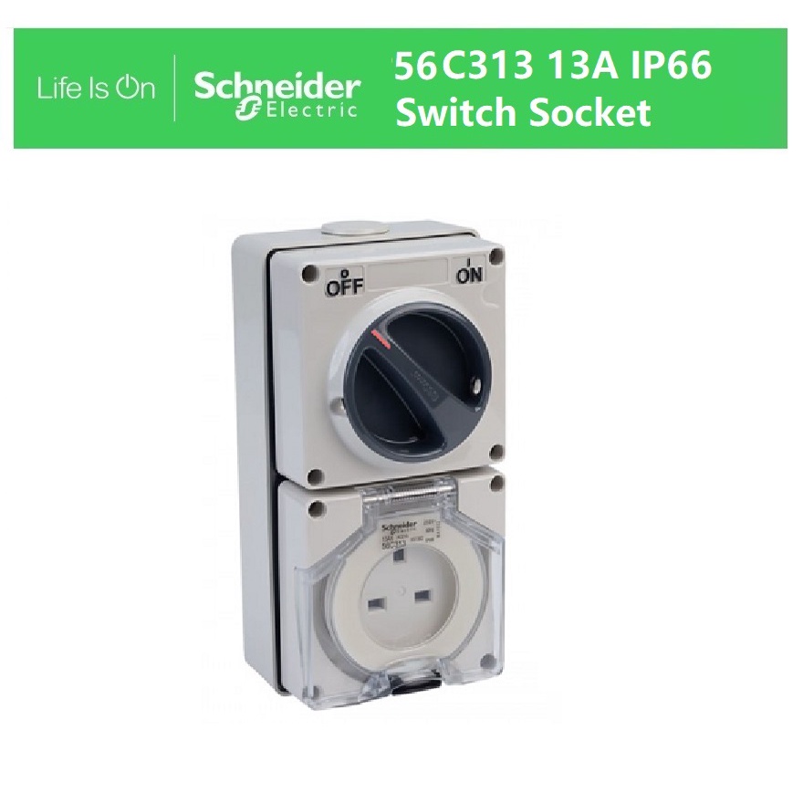 Schneider 56C313 13A Weatherproof Switch Socket IP66 | Shopee Singapore