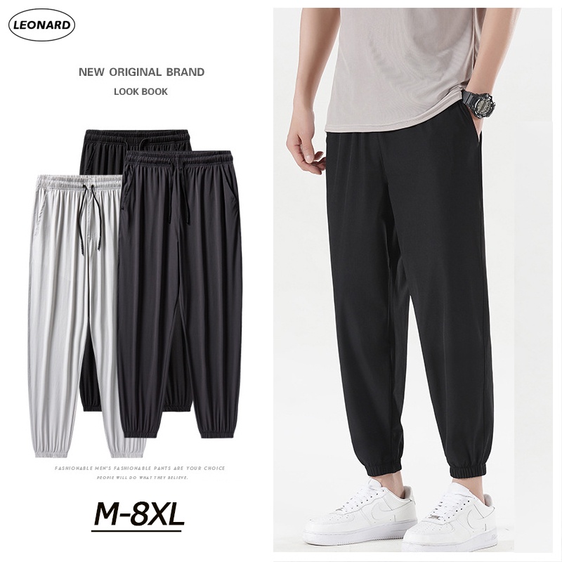 M-8XL Big Size Basic Pants Men Plain Casual Sports Long Pants Plus Size ...