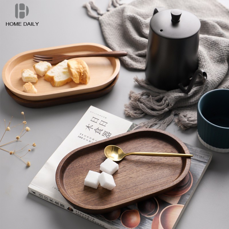 Wood Serving Plate Fruit Dessert Cake Snack Candy Platter Wooden Bowls ...