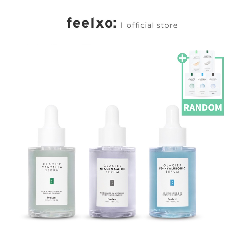 feelxo Glacier Serum Set of 3 I Centella + Niacinamide 5% + 5D ...