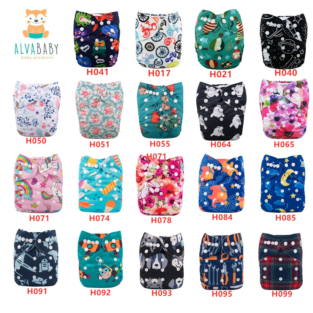ALVABABY Cloth Diaper with bamboo charcoal insert Pocket diaper ...