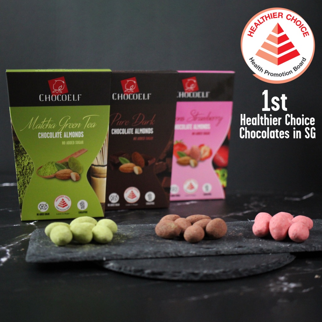 CHOCOELF Chocolate Almonds 125g (No Added Sugar & Healthier Choice ...