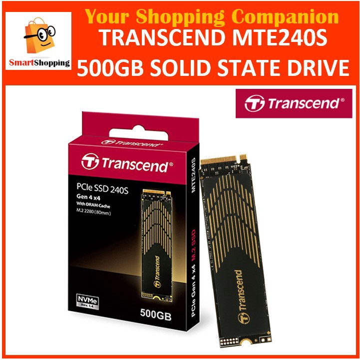 Transcend MTE240S 500GB M.2 2280 PCIe Gen4x4 M-Key 3D TLC with DRAM Cache TS500GMTE240S 5 Years ...