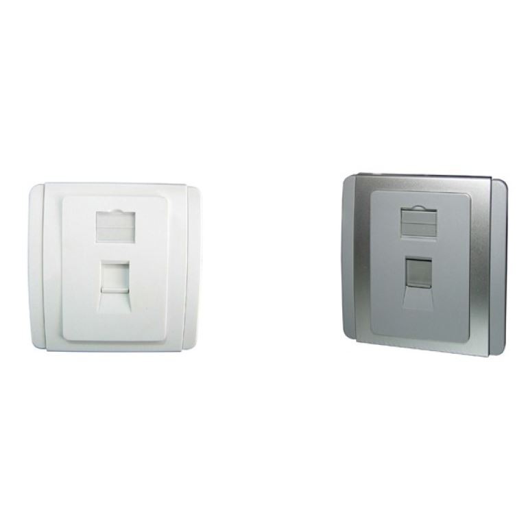 Giga-Maxx Slim stylish, 1 Port Shuttered Faceplate Keystone - Silver ...