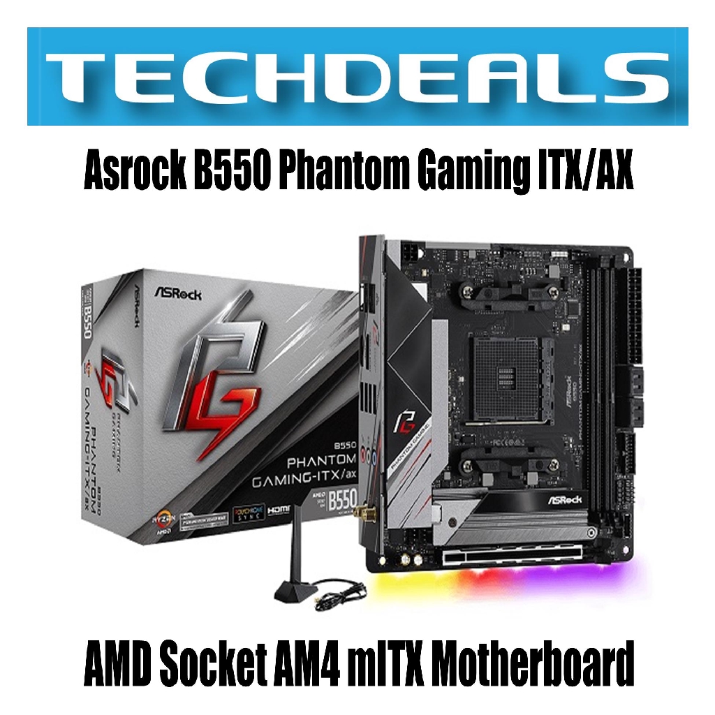 Asrock B550 Phantom Gaming ITX/AX AMD Socket AM4 mITX Motherboard ...
