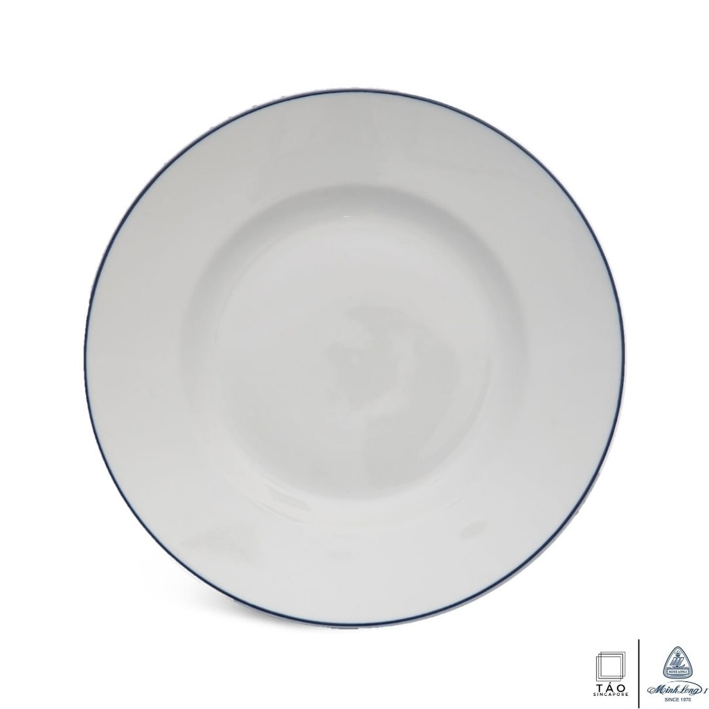 Blue Line: Porcelain Flat Round Plate 27cm (Minh Long I) | Shopee Singapore
