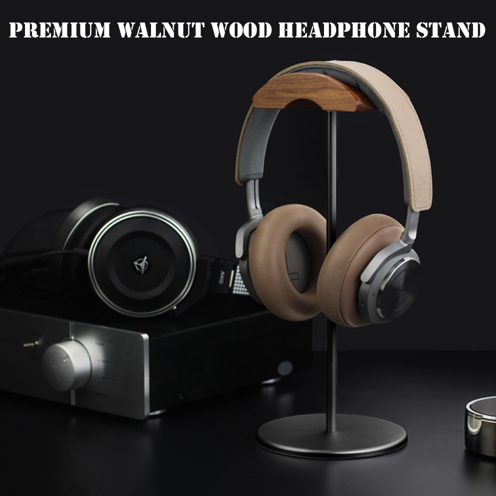Headphone Stand Premium Walnut Wood Headset Holder Desktop Stand With ...