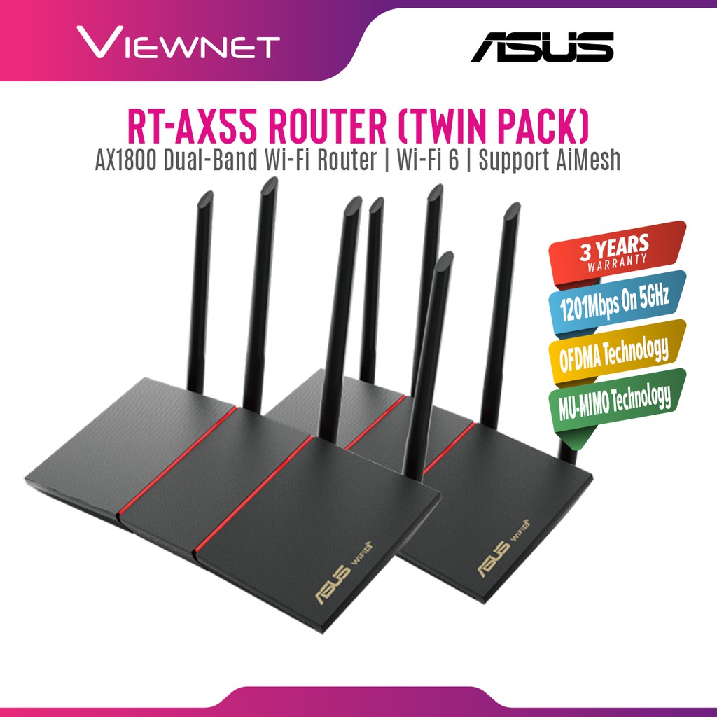 Asus Router Rt Ax55 Ax1800 Dual Band Wifi 6 Router Ai Mesh Mu Mimo And Ofdma Rt Ax55 Beecost