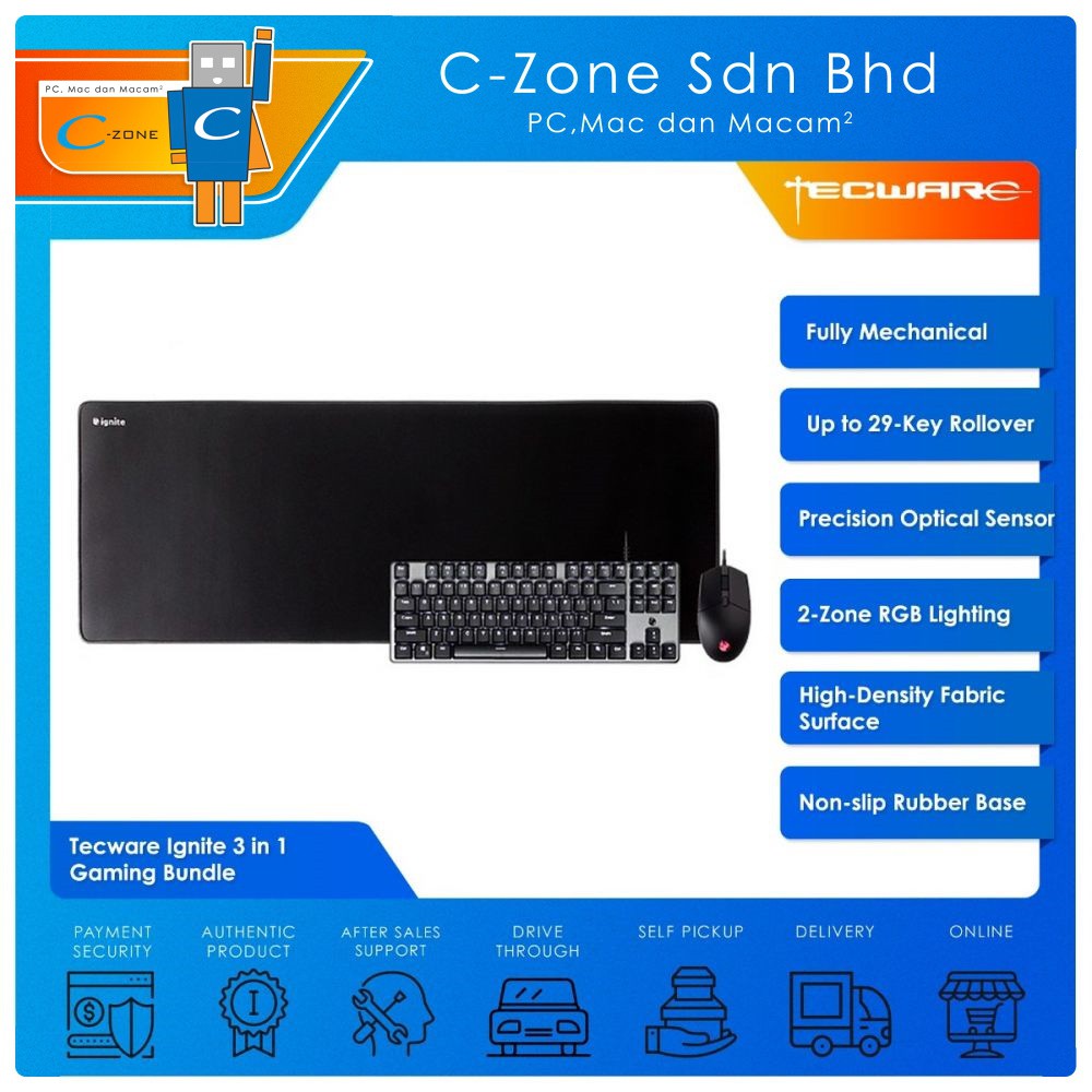 Tecware Ignite 3 in 1 Gaming Bundle ( Mechanical Keyboard Outemu Brown ...
