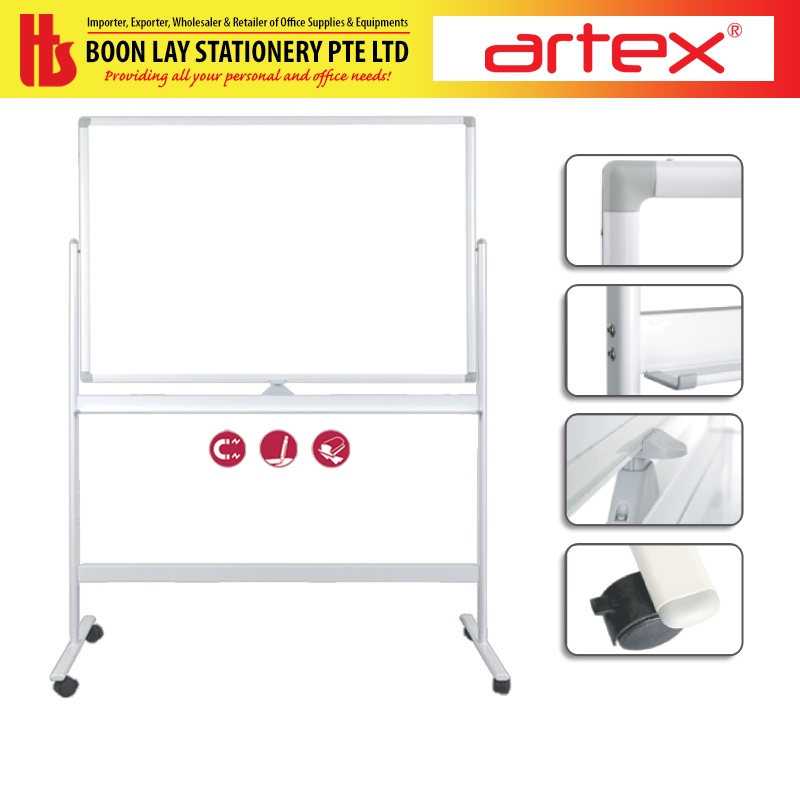 ARTEX Double-Sided Magnetic Whiteboard with Roller Stand | Shopee Singapore