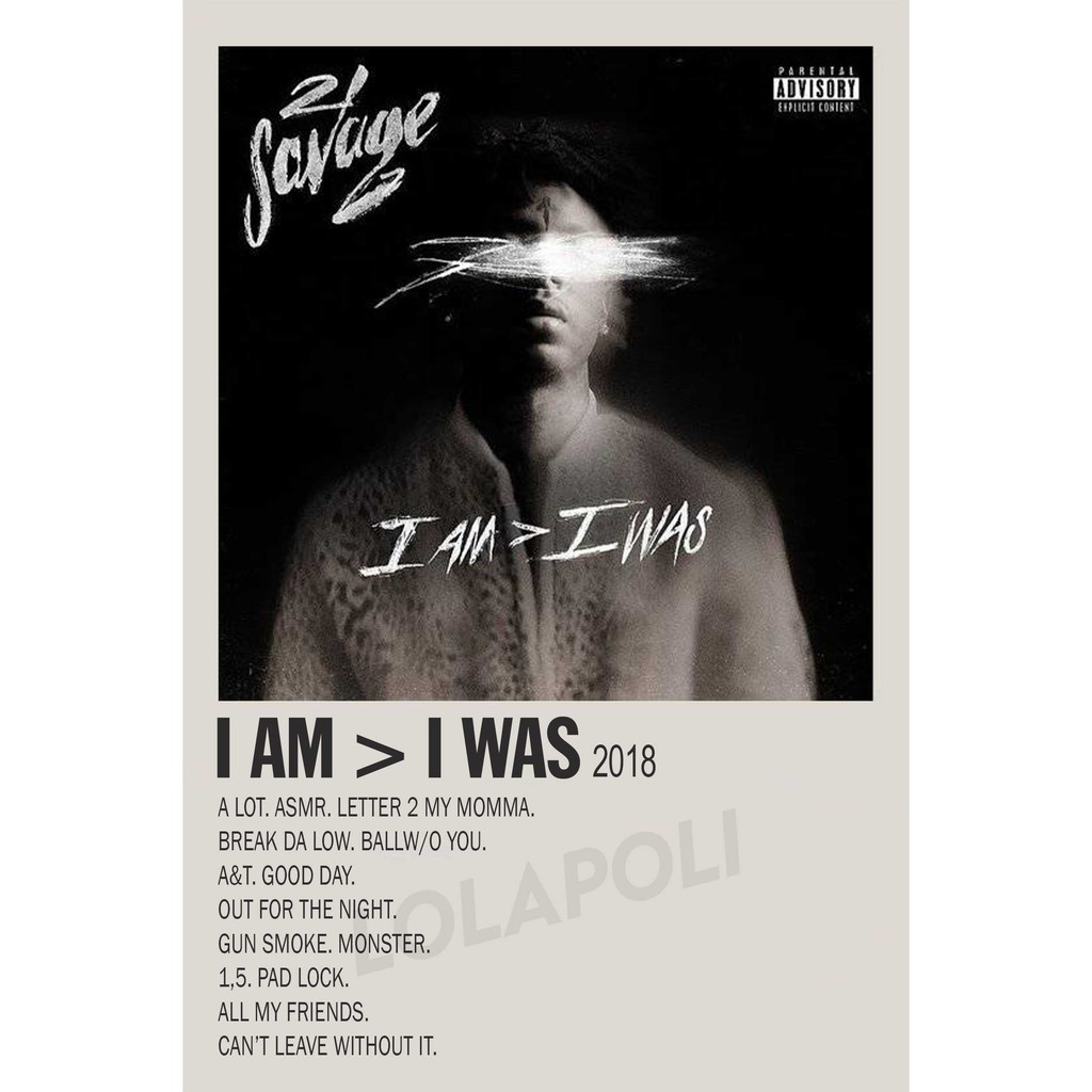 Poster Cover Album I Am > I Was -21 Savage | Shopee Singapore
