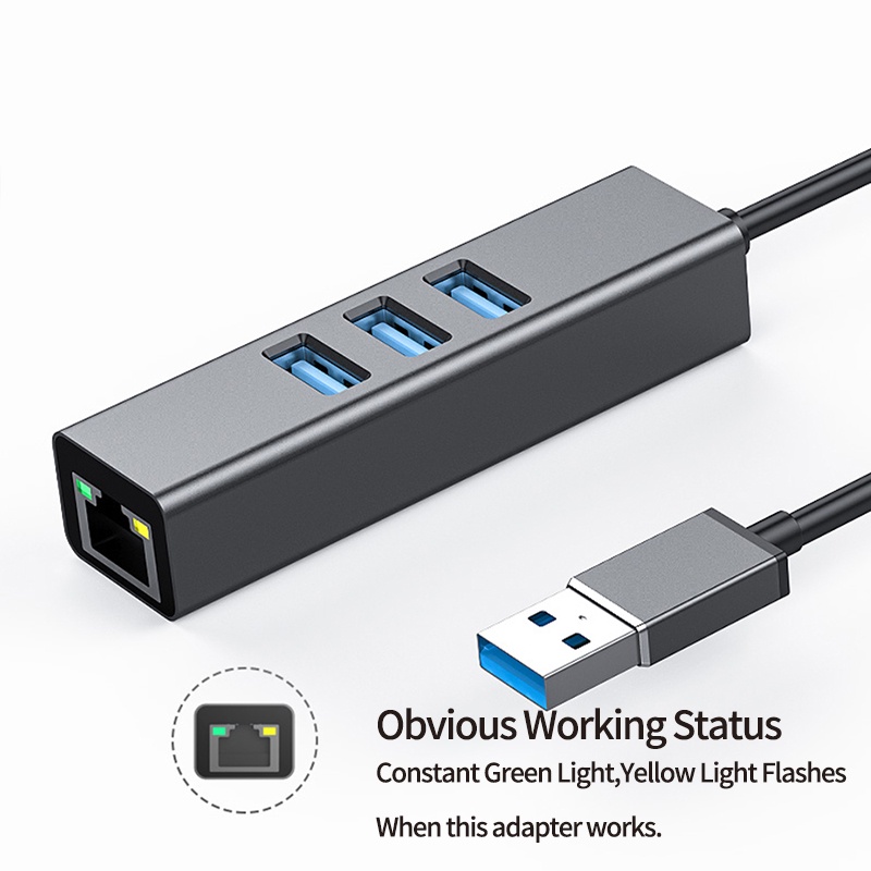 [Sg stock] USB 3.0 LAN 3 Port Hub with RJ45 Gigabit 5Gbps for Windows ...