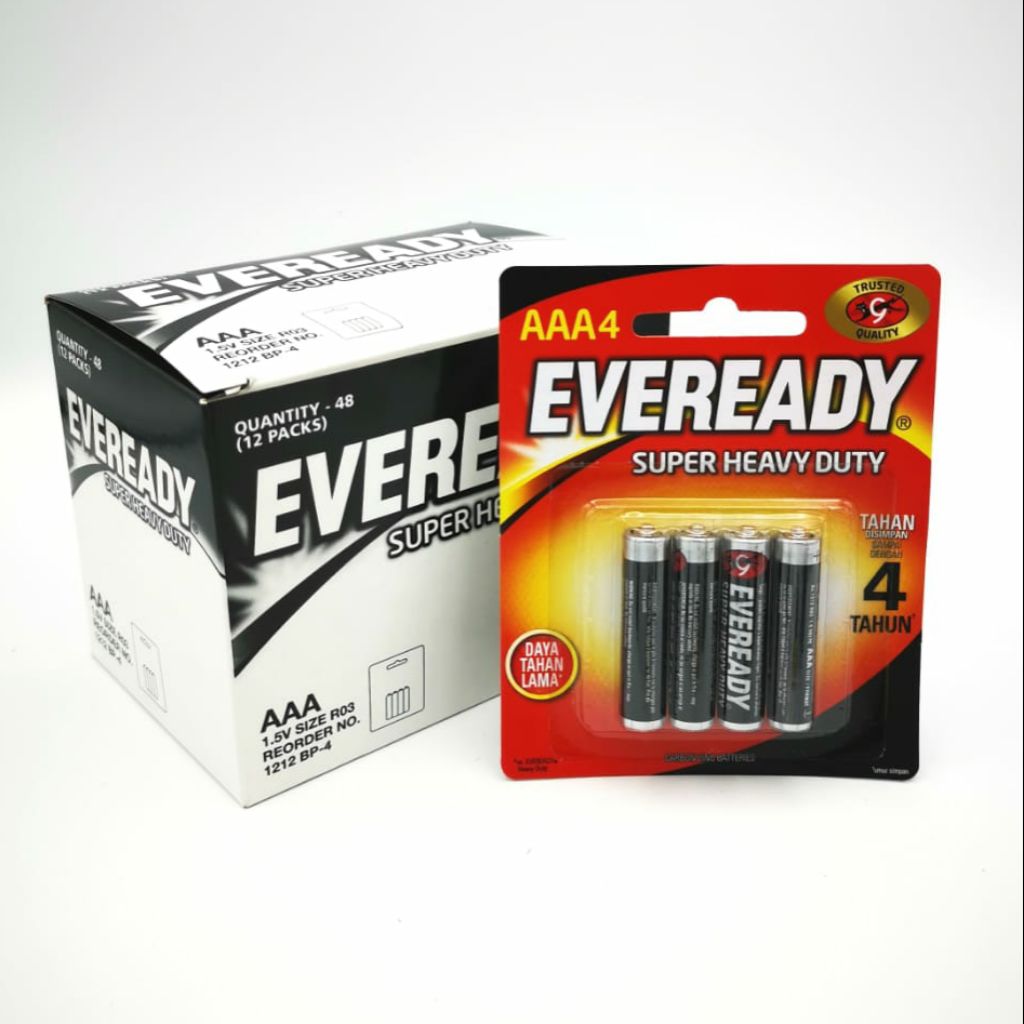 1 Box (48pcs) Eveready AAA(3A) Super Heavy Duty Battery(Card) | Shopee ...