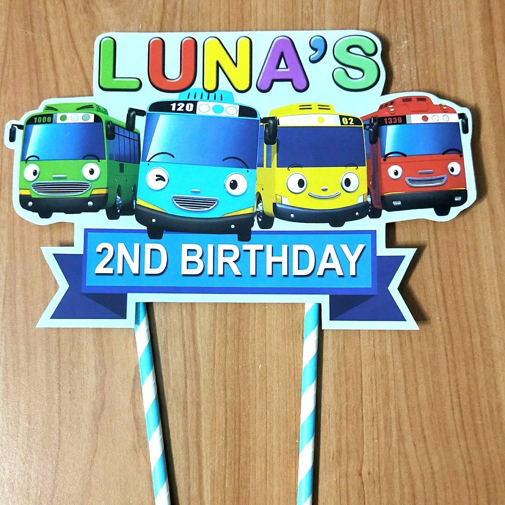 Tayo the little Bus Cake Topper decoration, dessert table, cupcake ...