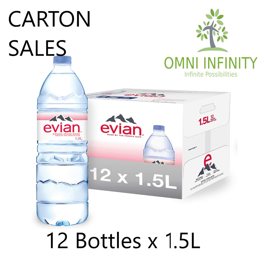 evian Natural Mineral Water 1.5L bottle drinks (12 bottle per carton ...