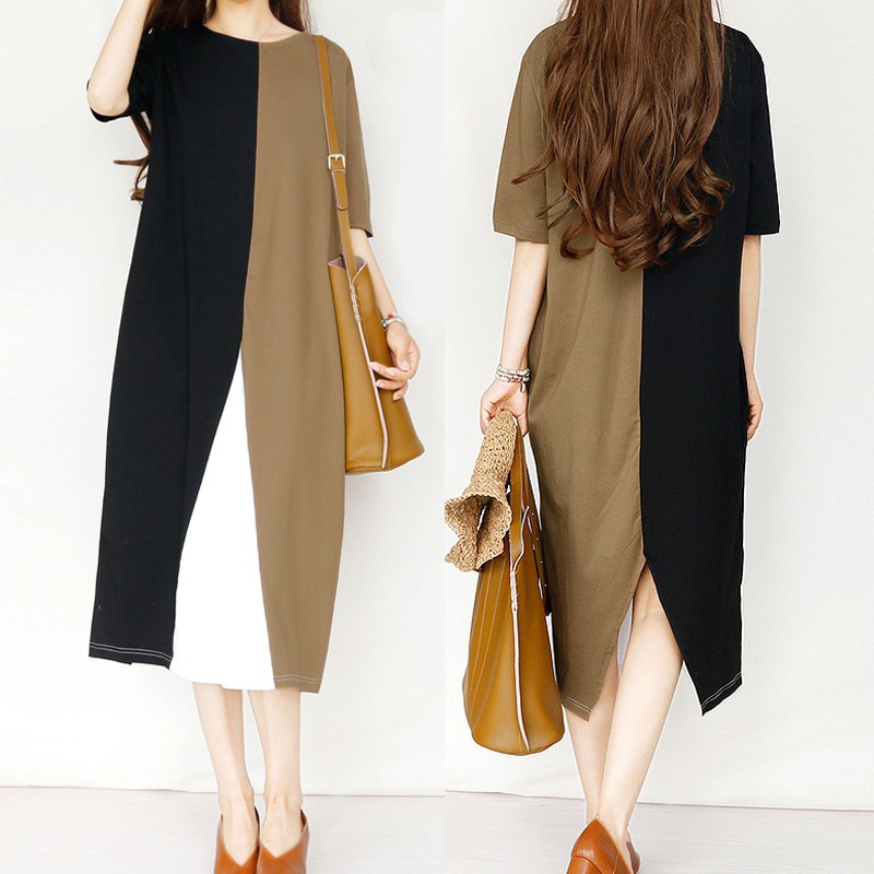 Zanzea Fashion Women Loose Multicolor Patchwork Irregular Hem Short