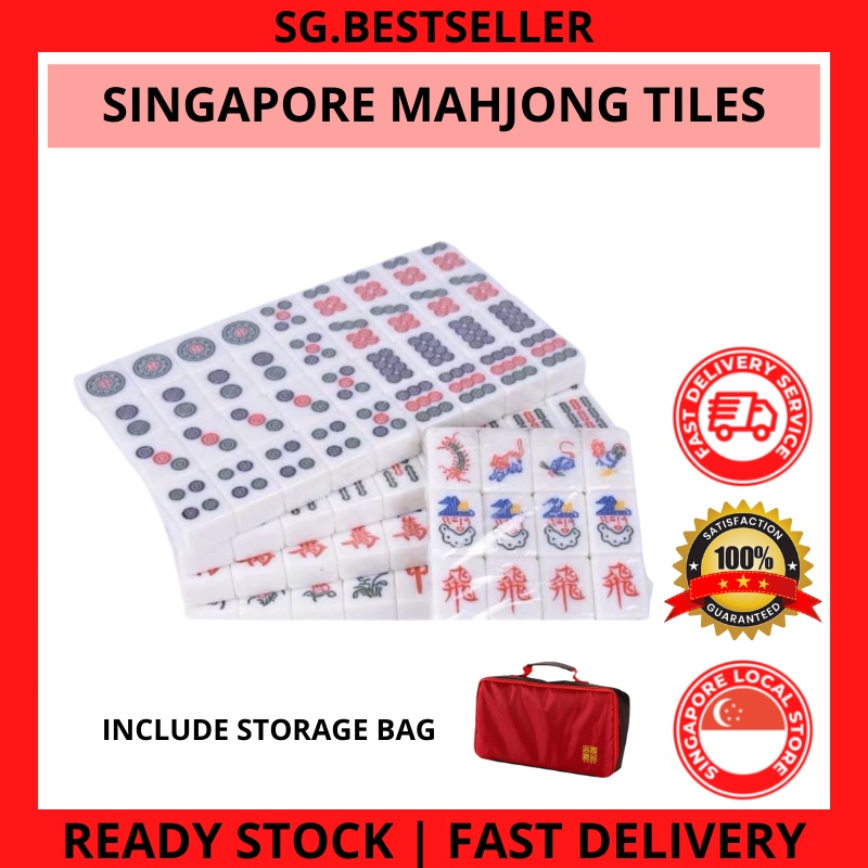 READY STOCK Singapore Version Mahjong Tiles Set Jade White Gold Crystal ...
