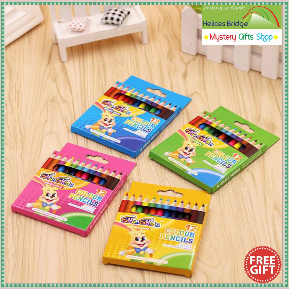 🎁Colour pencil 12Pcs in 1pack Colouring pencil Goodie Bag Party Favor ...