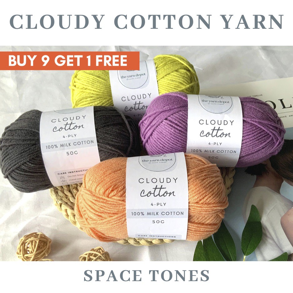4-ply Cloudy Cotton soft & fluffy yarn 50g for crochet & knitting ...