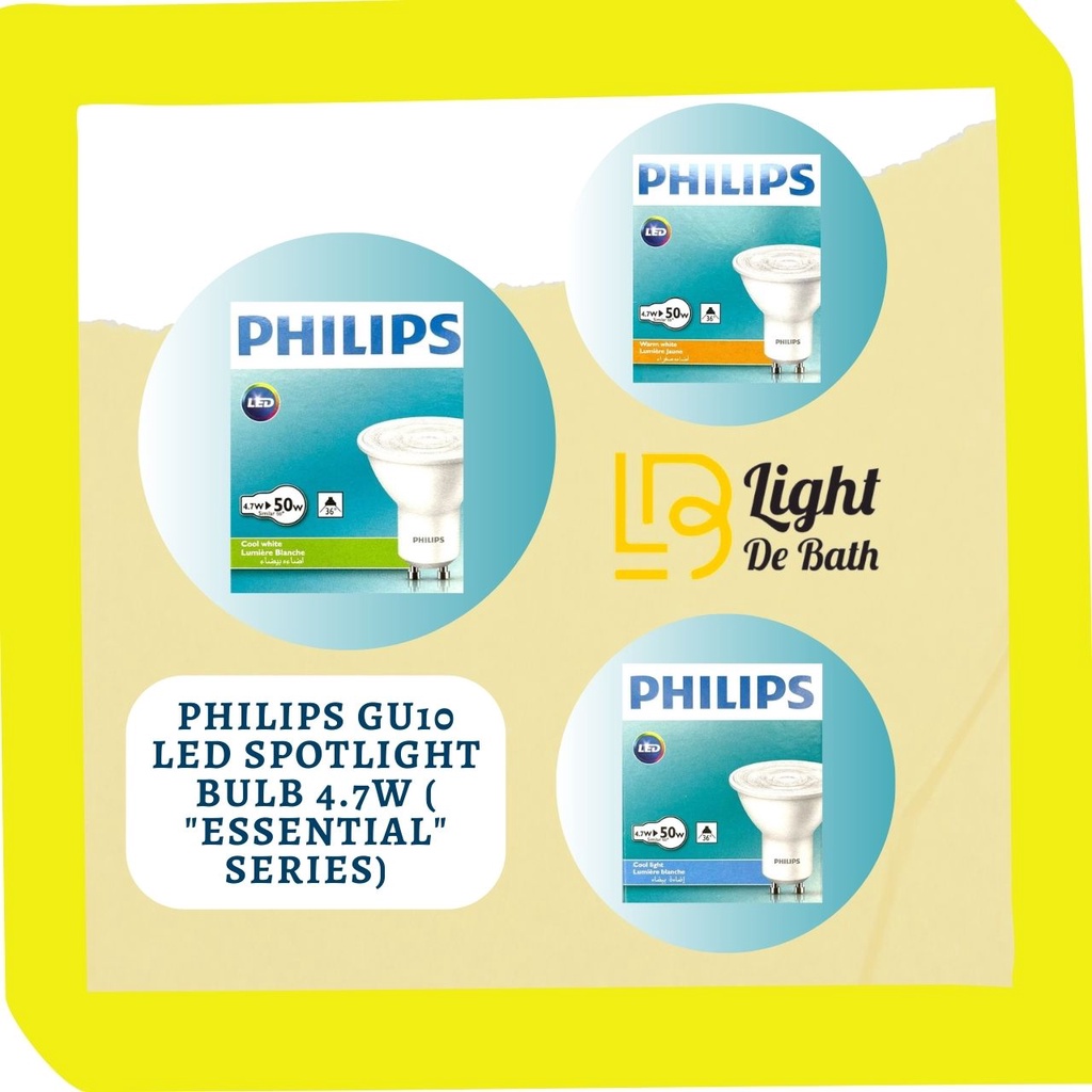 Philips GU10 LED Spotlight Bulb 4.7w ( "Essential" Series) | Shopee ...