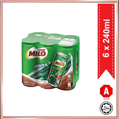Milo Can Drink Original Energy Recharge (6x 240ml) Beverage For All Age ...