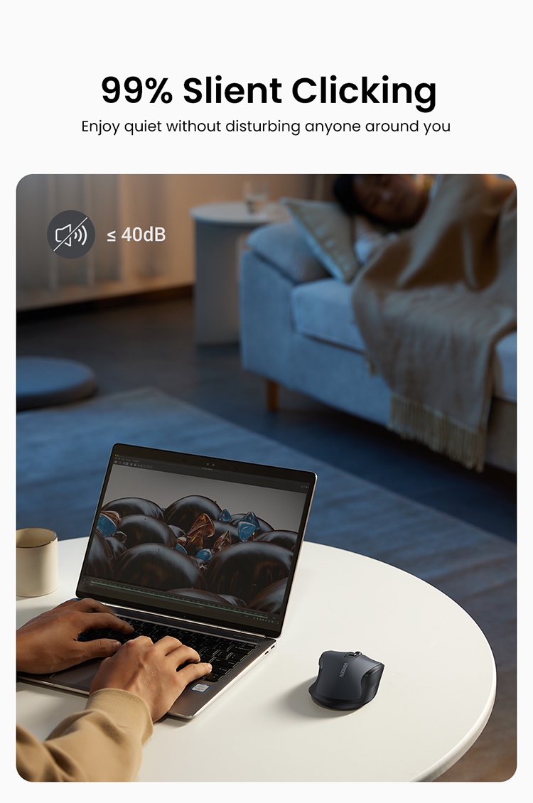 UGREEN Wireless Mouse With AA Battery 6 Silent Buttons, 2.4G with USB ...