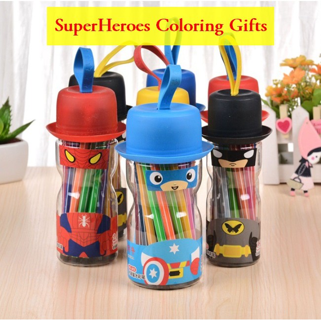 💖 Superhero Color Marker Pens 💖 Kids Children Coloring Stationary Pens ...