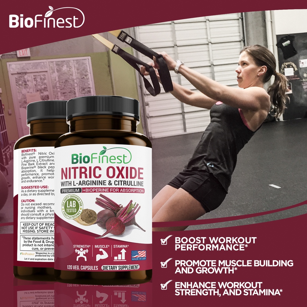 Biofinest N.O. Nitric Oxide Supplement - L Arginine Citrulline Beetroot ...
