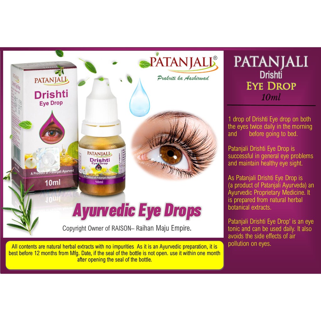 PATANJALI (BUY 1 FREE 1) Eye Drop 10ml - Ayurvedic Eye Drops | Shopee Singapore