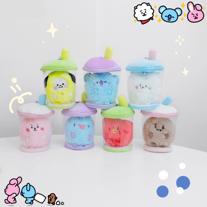 BT21 KPOP Adorable Cute plushie Soft Toys inside a soft container like ...