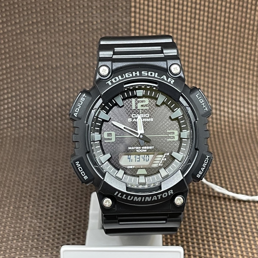 [Original] Casio AQ-S810W-1A2 Tough Solar Men Black Resin Alarm ...