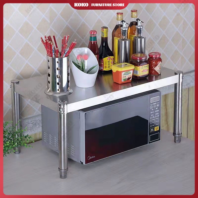 Single-layer stainless steel shelf kitchen countertop storage finishing ...
