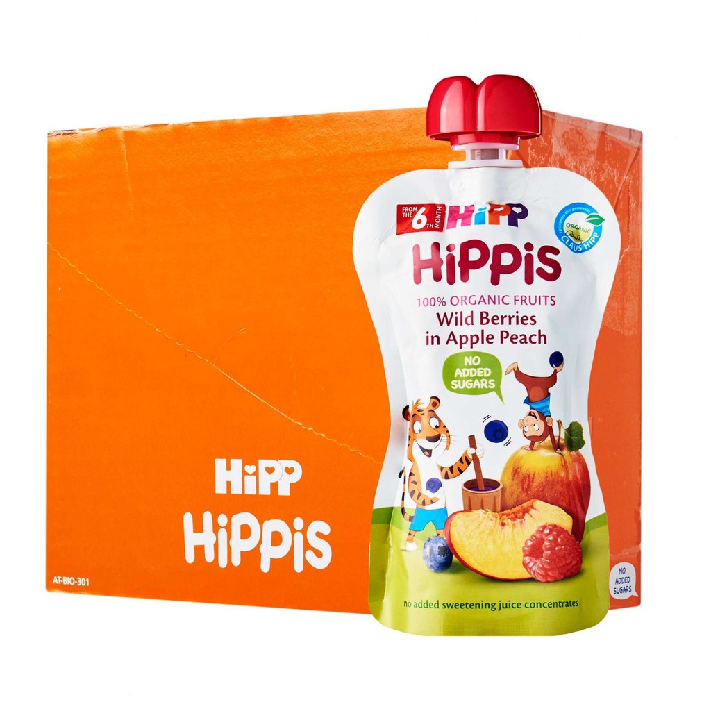 HiPP HiPPis 100% Organic Fruits Pouch Wild Berries in Apple Peach (Bundle of 6) | Shopee Singapore