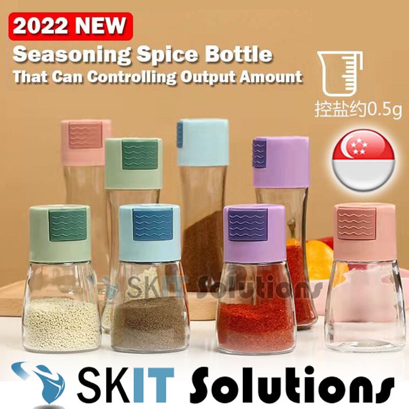 180ML 0.5g Salt Control Glass Seasoning Bottle BPA Free Condiment Spice Sugar Pepper Metering ...