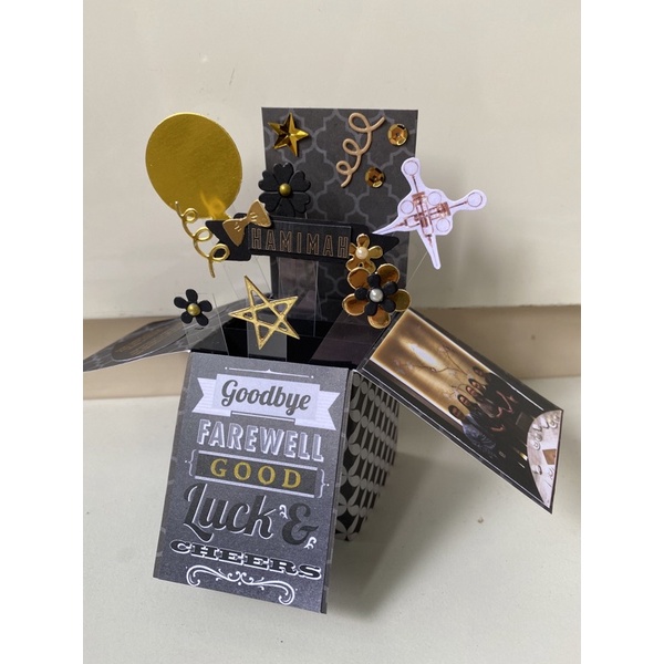 black and gold farewell handmade interactive mini pop up card | Shopee ...