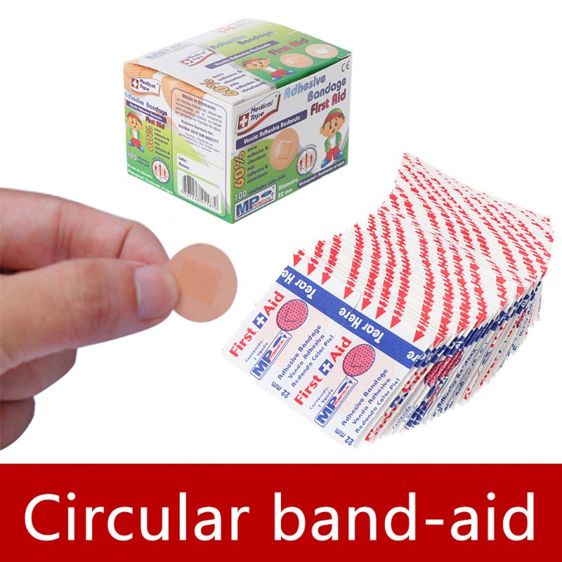 MEN 100Pcs Adhesive Round Band Aid Wound Plaster First-Aid Circle Ring ...