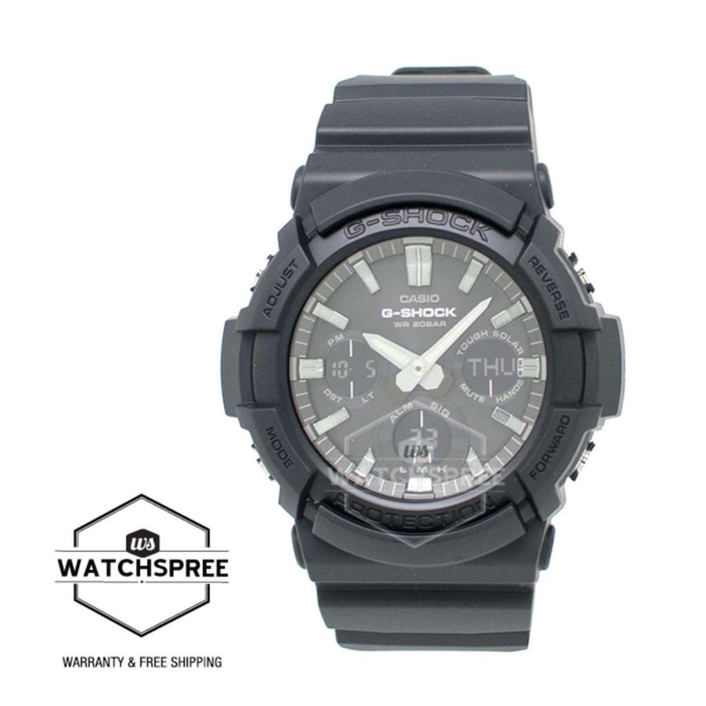 Casio G-Shock Big Case Tough Solar GAS-100 Black Resin Strap Watch ...