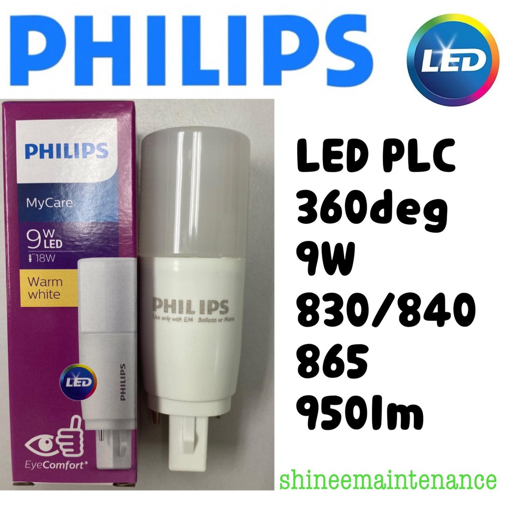 [3pc bundle!] Philips LED PLC 2 PIN 360 DEG 9W 830/840/865 G24D ...
