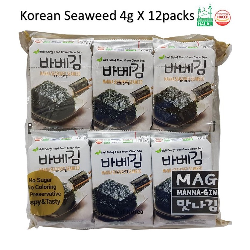 Korean seaweed snack traditional 12 packs halal - haccp by manna | BeeCost