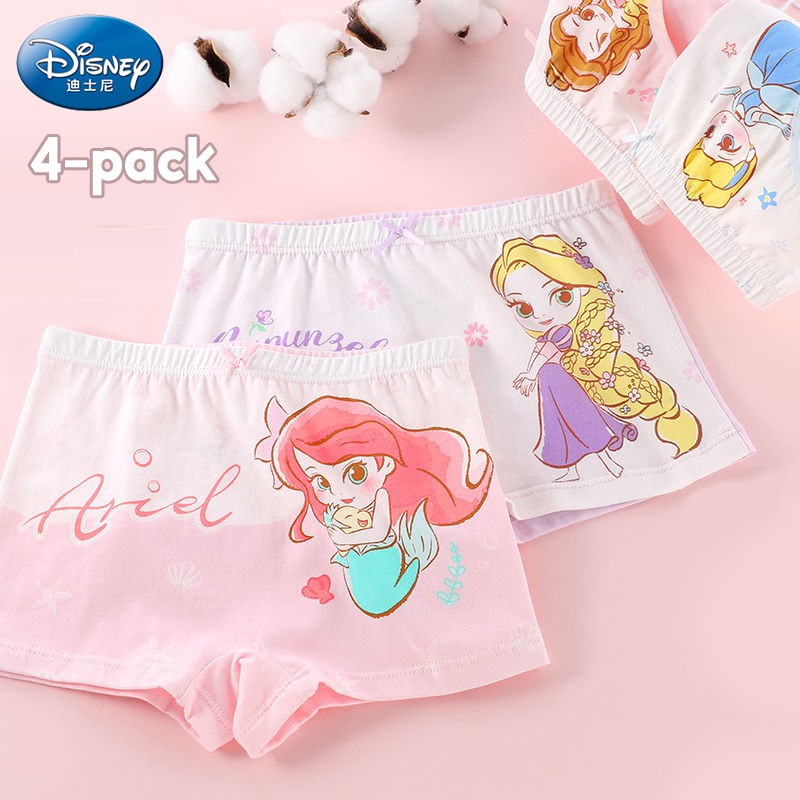 【4 Pcs In Set】Disney Mermaid Princess Breathable Soft Cotton Baby Boxer ...