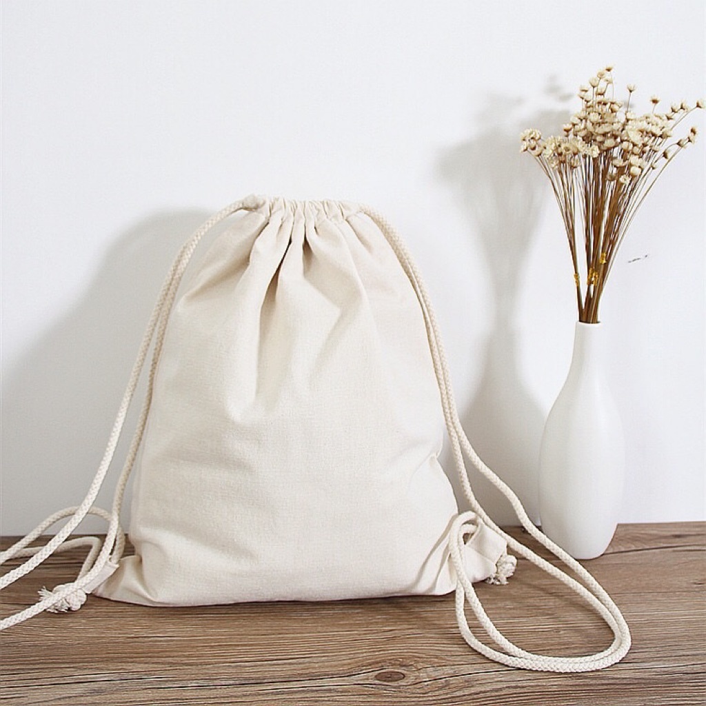 Delivered in 3 Days Plain Linen Cotton Backpack Drawstring DIY Craft ...
