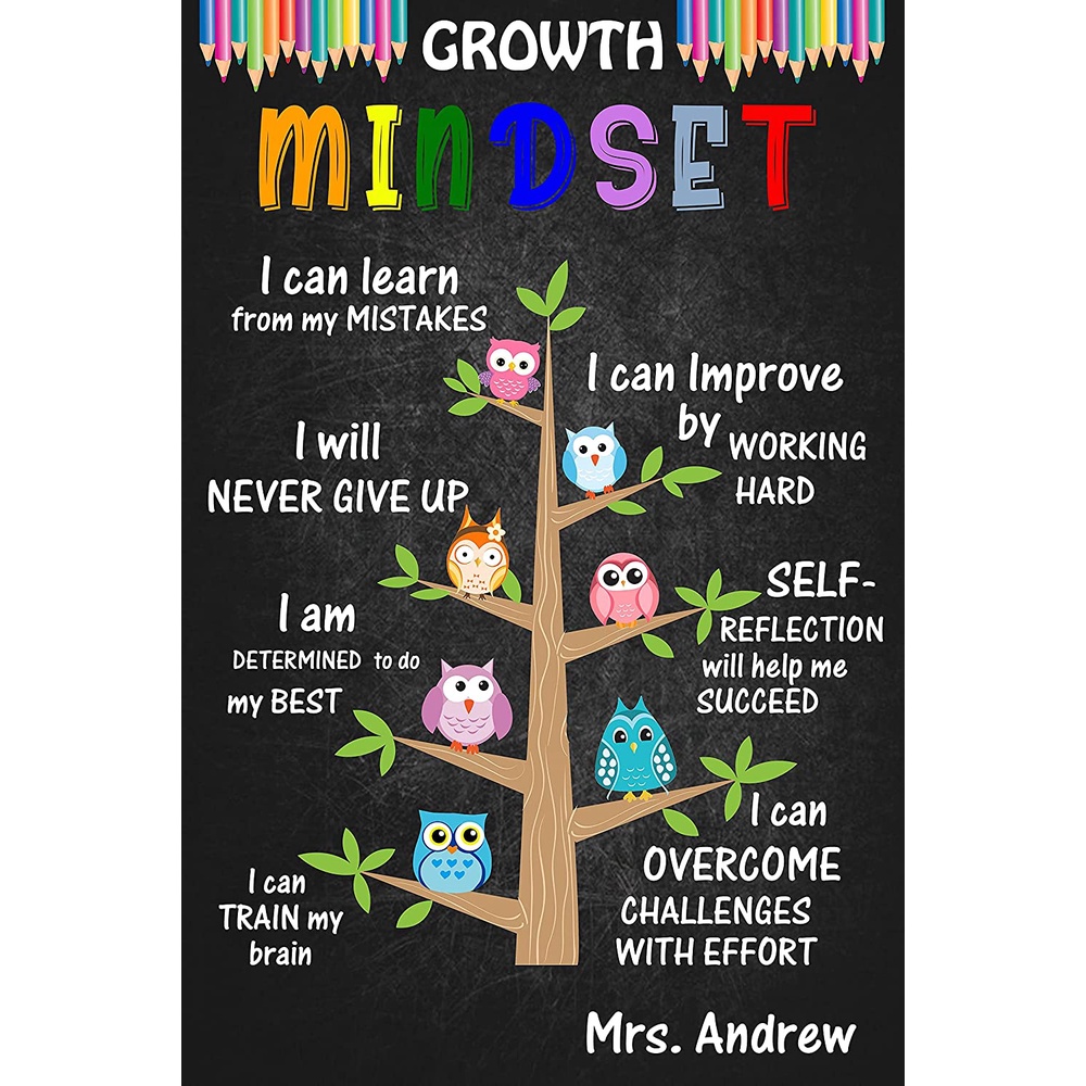 Growth mindset Poster Owl Poster Teacher Classroom Printable Posters ...