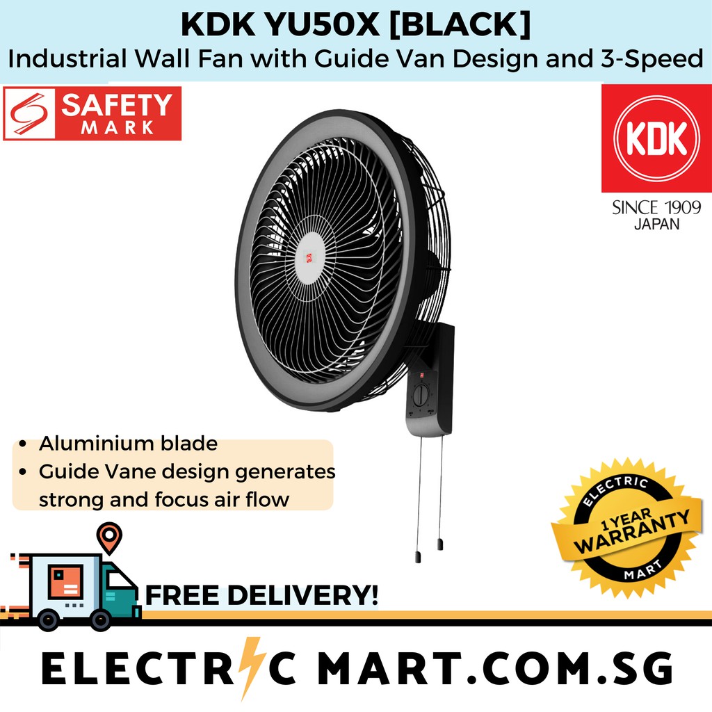 KDK YU50X Industrial Wall Fan with Guide Van Design and 3-Speed + FREE ...