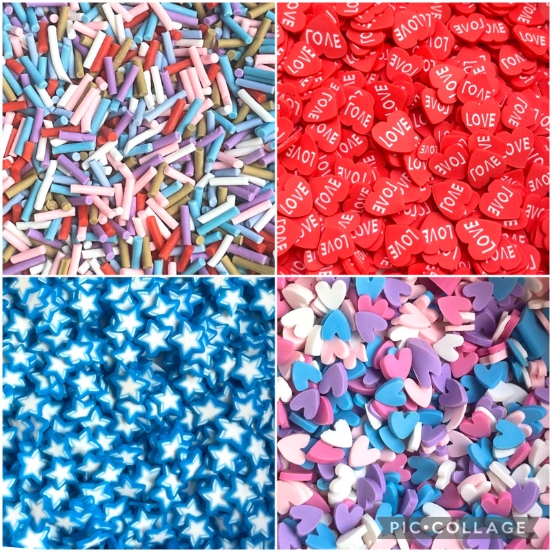 READY STOCK 🇸🇬 cute heart sprinkles stars moon fimo slices slime ...