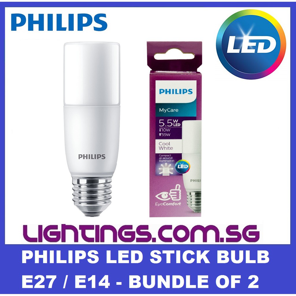 Philips LED Stick Bulb E27/E14-2PACK | Shopee Singapore