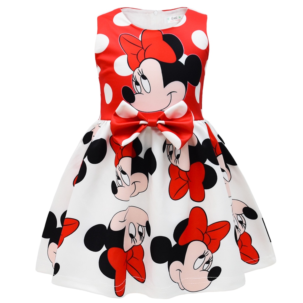 2-9 Years Old Minnie Mouse Dress for Kids Girl Summer Sleeveless Bow ...
