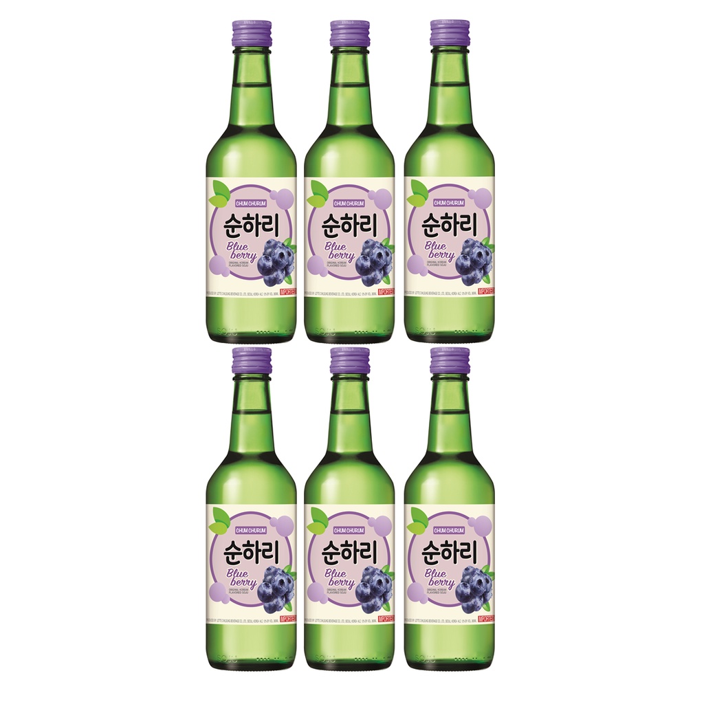 LOTTE Blueberry Soju - Pack (6 x 360ml) [Chum-Churum Korean Soju ...
