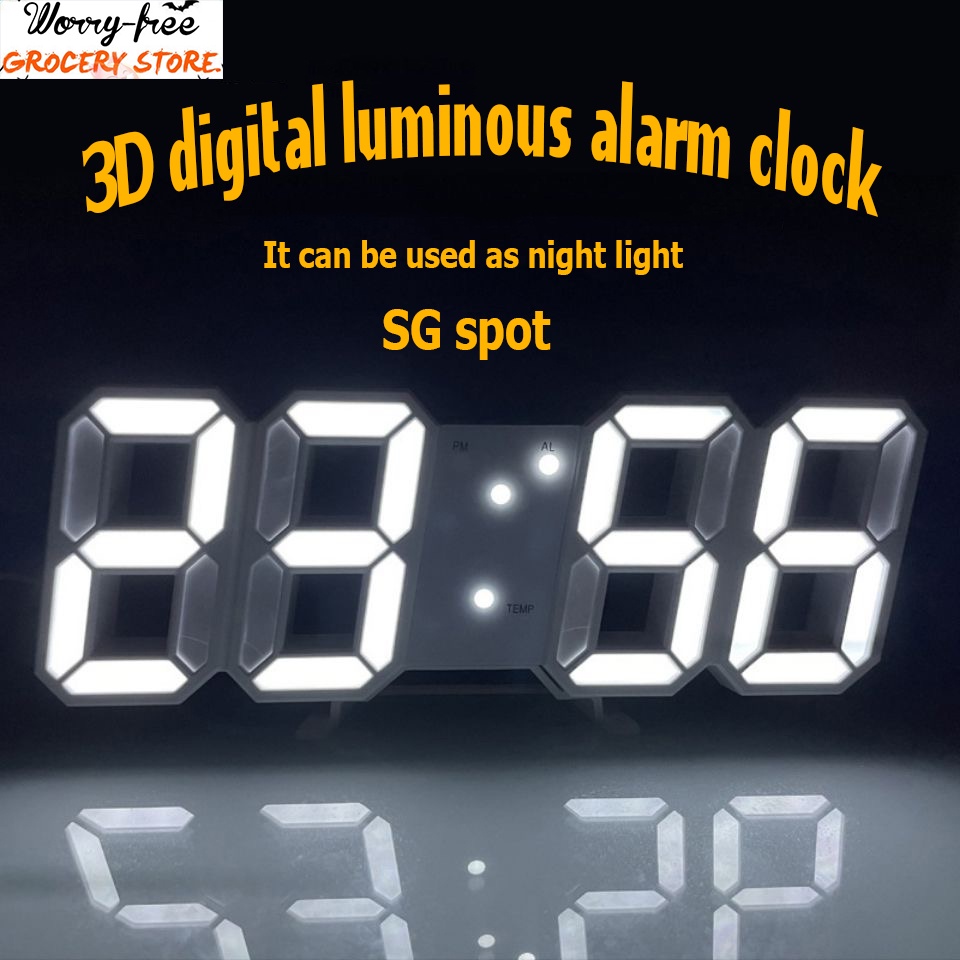 [SG Spot] Smart Color 3D LED Digital USB Modern Simple Alarm Clock ...