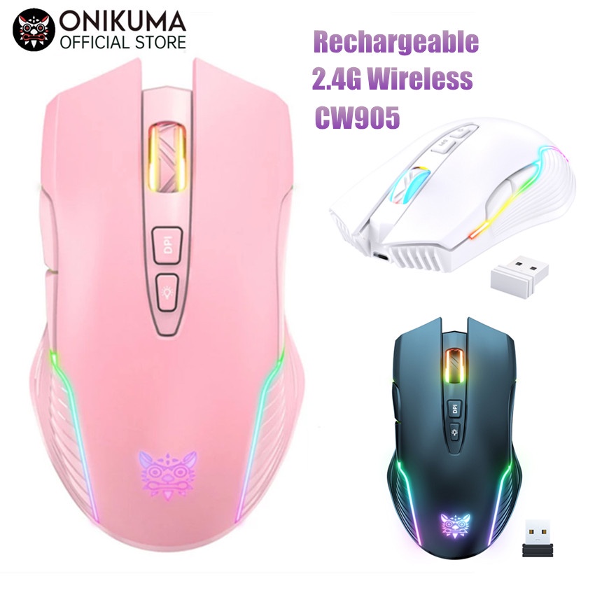Onikuma CW905 Pink Mouse RGB Wireless Mouser Gamer Rechargeable ...